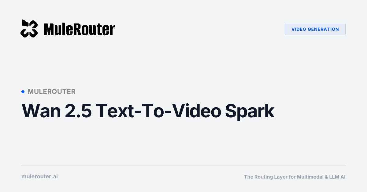 Wan 2.5 Text-To-Video Spark API by MuleRouter | MuleRouter